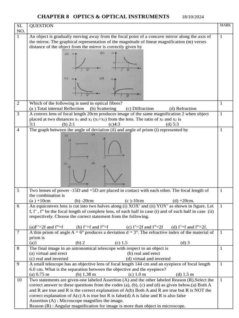 Chp-9-Ray Optics and Optical Instruments | PDF | Optics | Glass Engineering And Science