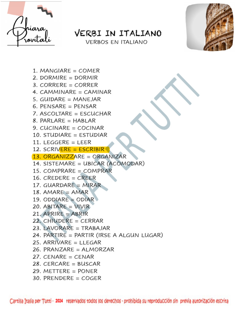 Lista Verbos Italiano | PDF