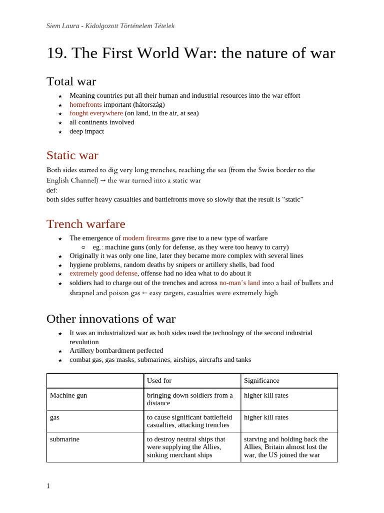 The First World War - The Nature of War | PDF | Trench Warfare | Warfare