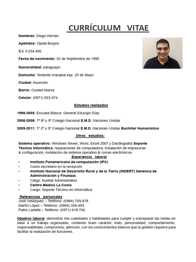 Currículum Diego Ojeda | PDF