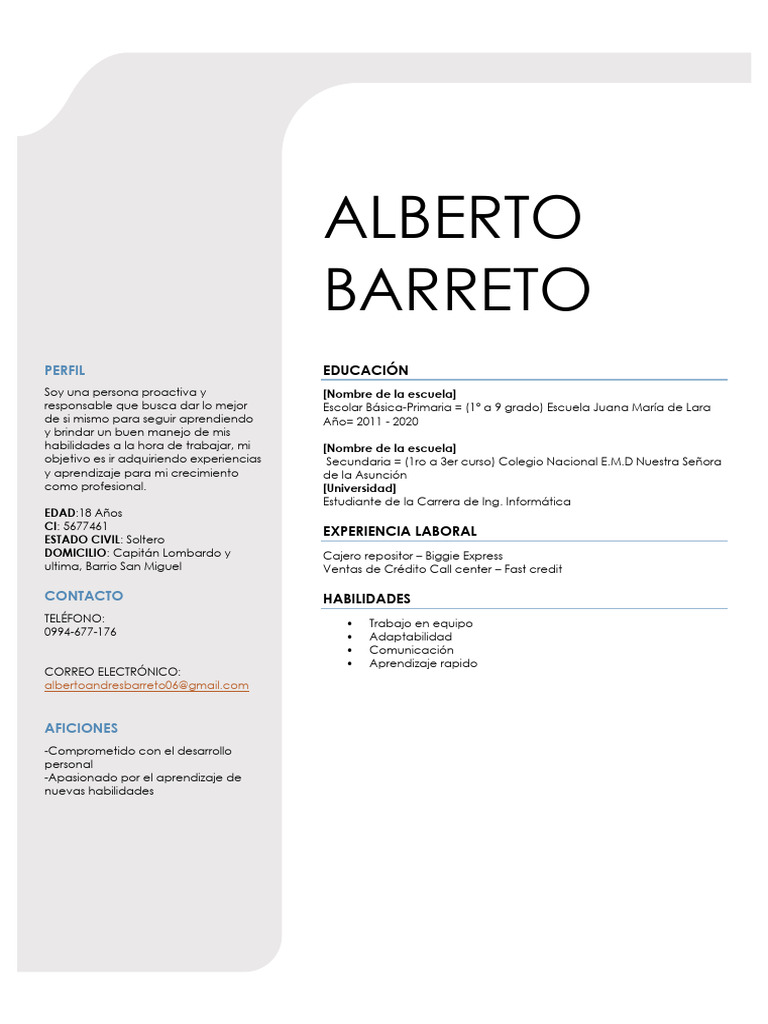 CV Alberto Barreto | PDF