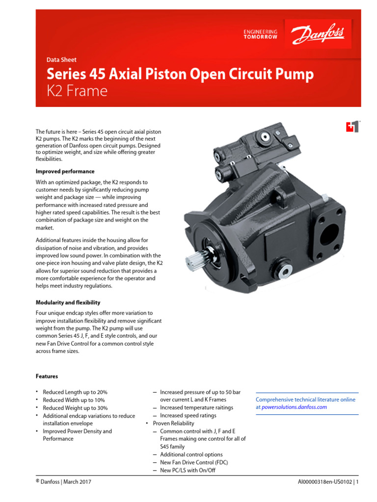 Series 45 Axial Piston Open Circuit Pump K2 Frame Data Sheet | PDF ...