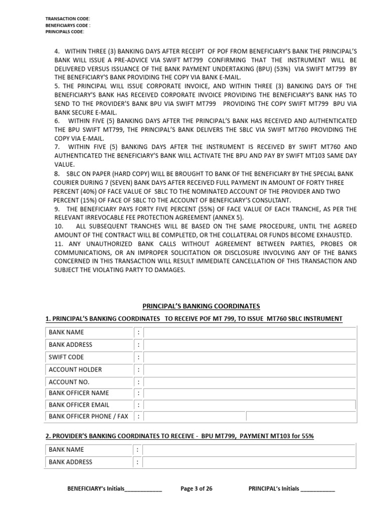 Doa Template Sblc Page 3 Pdf Letter Of Credit Banks