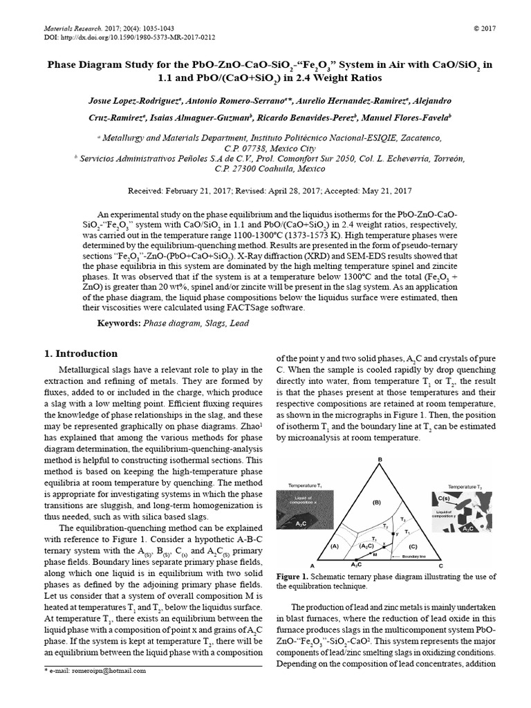PbO-ZnO-CaO-SiO2 Phase Diagram Analysis | PDF | Phase (Matter) | Phase ...