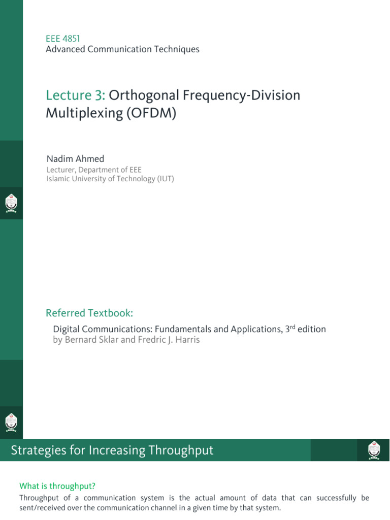 Lecture 3 - Orthogonal Frequency-Division Multiplexing (OFDM) | PDF | Orthogonal Frequency ...