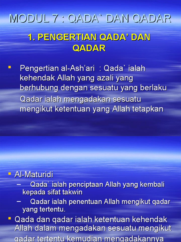 Bab 7 - Qada' & Qadar | PDF