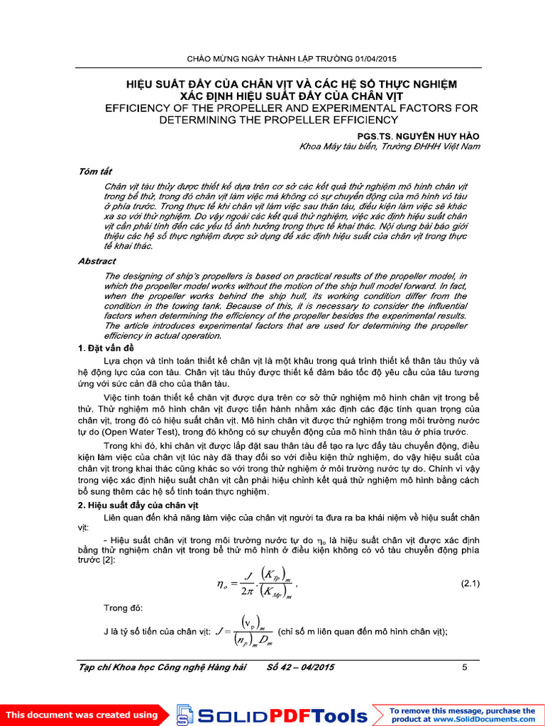 Hieu Suat Day Cua Chan Vit Va Cac He So Thuc Nghiem | PDF