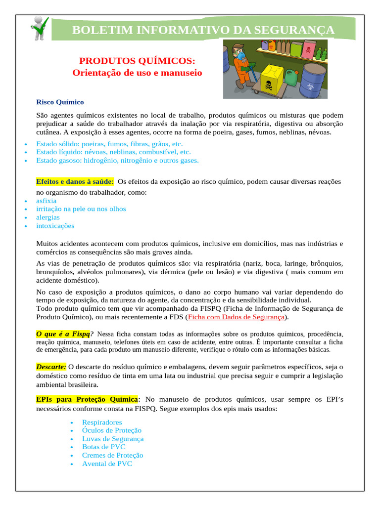 Manuseio Seguro de Produtos Químicos | PDF | Química | Desperdício