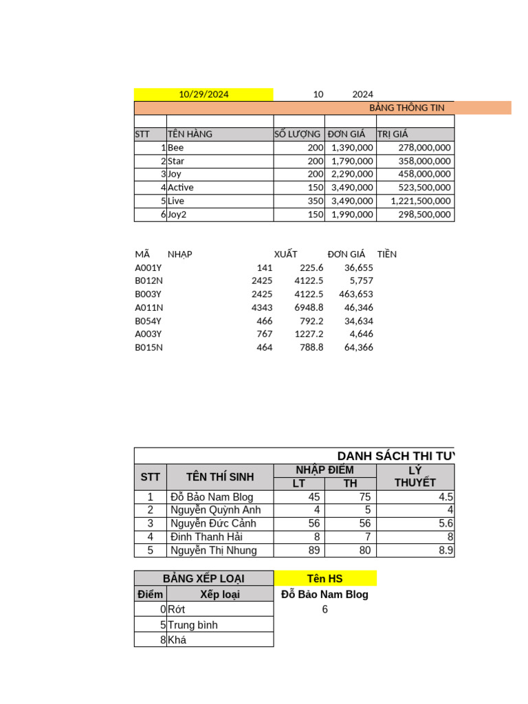 Bai Tap Excel Co Ban Nang Cao | PDF