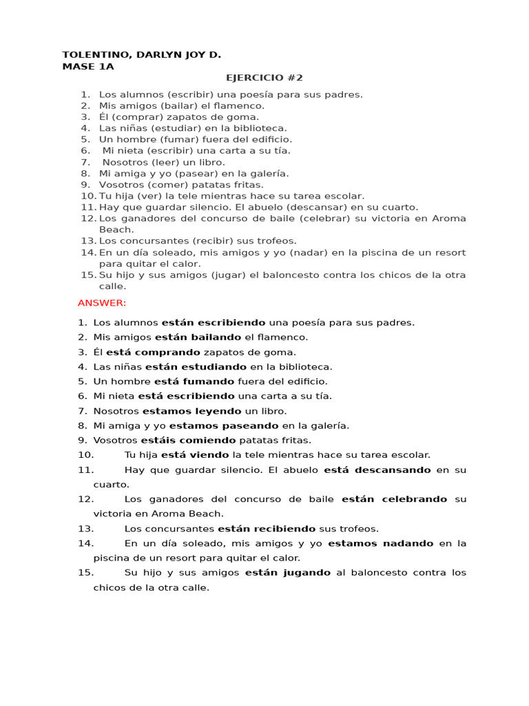 TOLENTINO - #2 - El Presente Progresivo | PDF