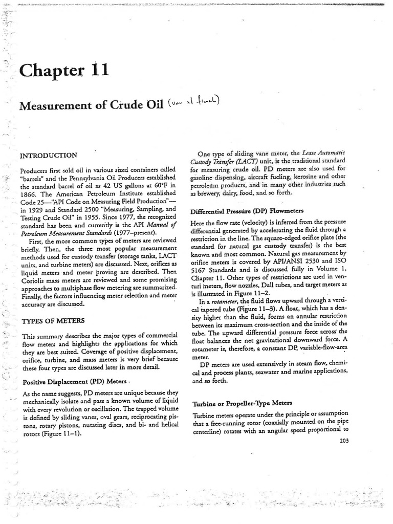 2823 - 001 Chapter 11 Measurement of Crude Oil | PDF