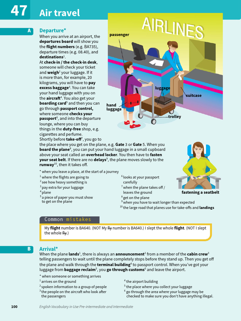 Airport Travel Vocabulary Guide | PDF | Baggage | Aviation