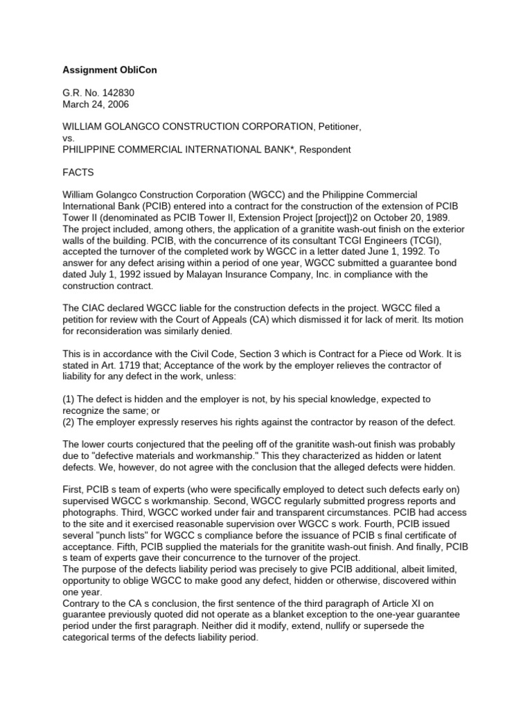 William Golangco Construction Corporation - vs. - Philippine Commercial ... William Golangco Construction Corporation - vs. - Philippine Commercial ...