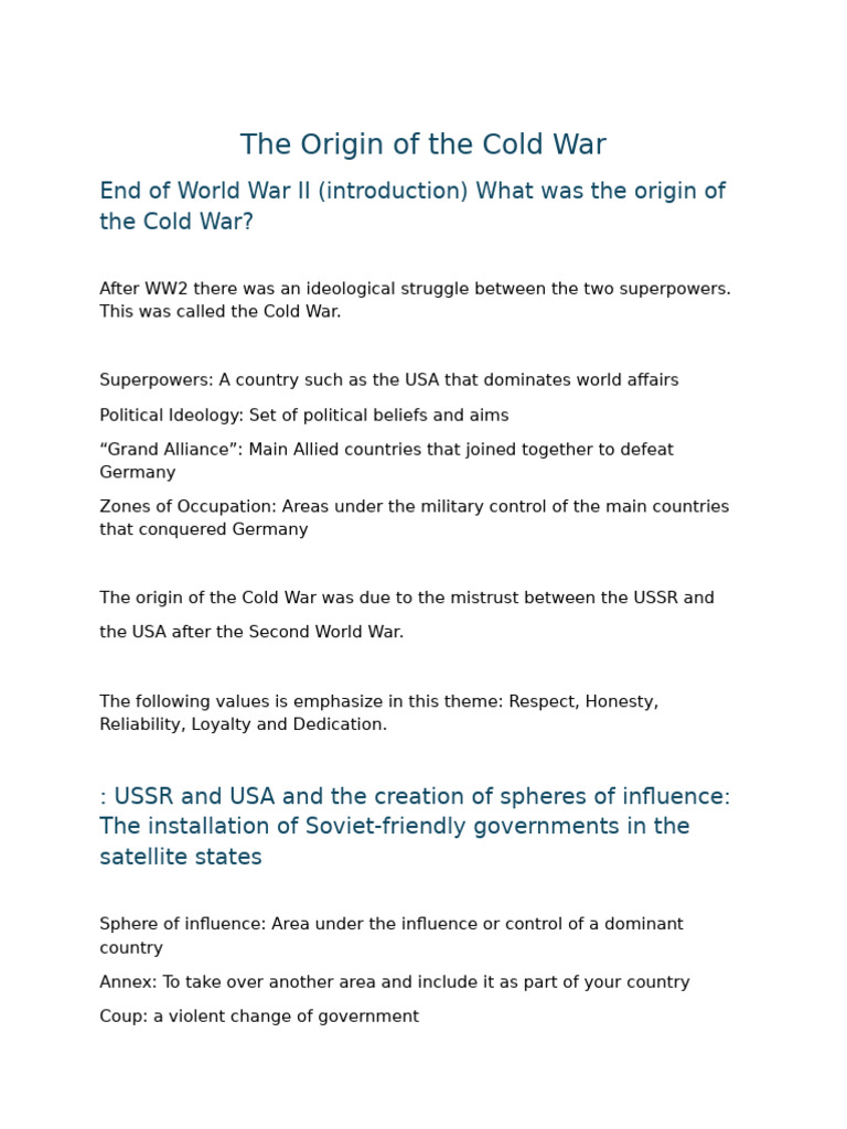 Origins of the Cold War Explained | PDF | Cold War | Containment
