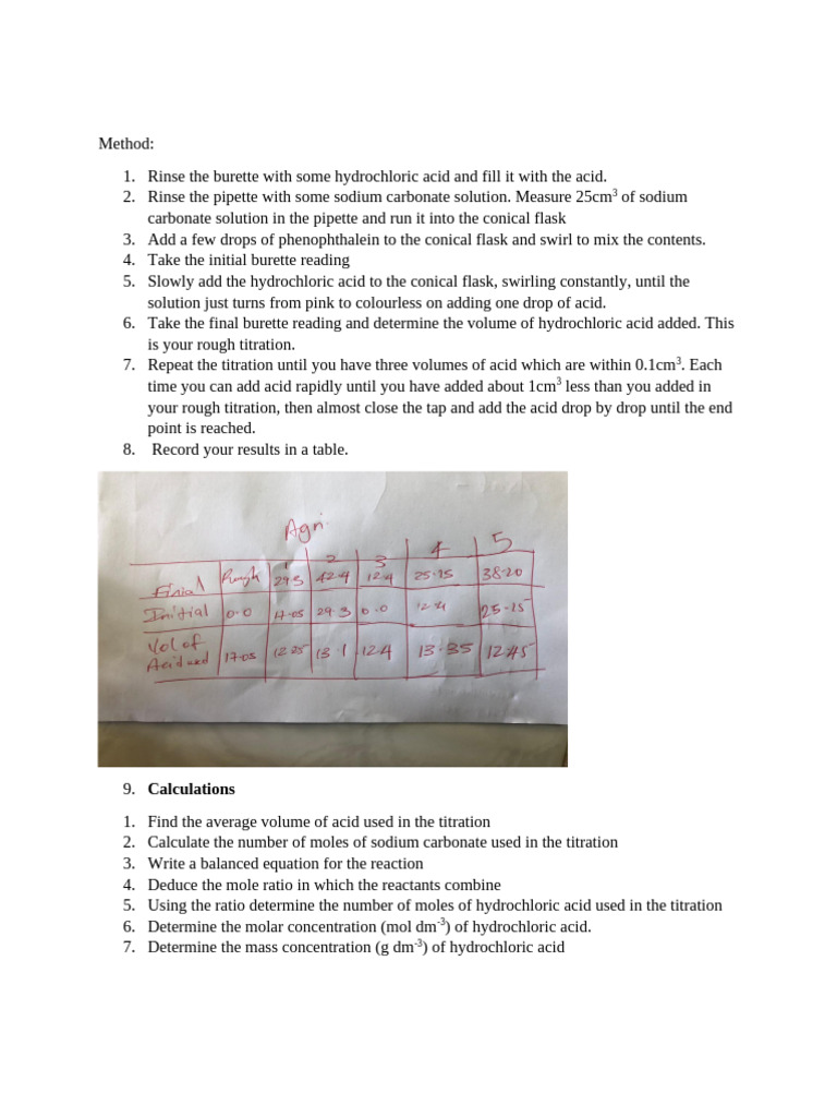 Titration Method for Acid-Base Analysis | PDF | Science & Mathematics ...
