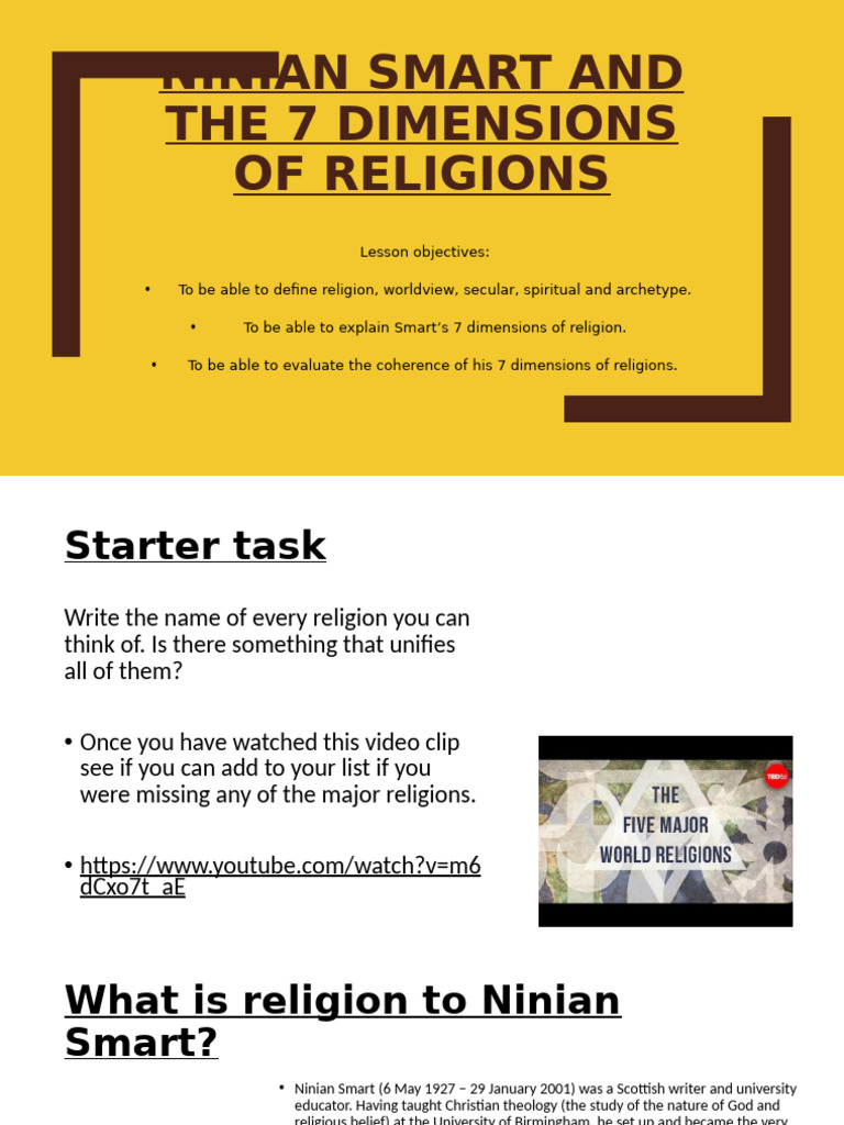 Lessons 2&3-Ninian Smart and The 7 Dimensions of Religions | PDF ...