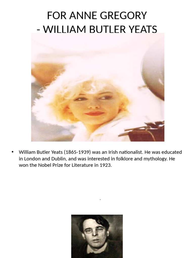 For Anne Gregory | PDF | W. B. Yeats | Love