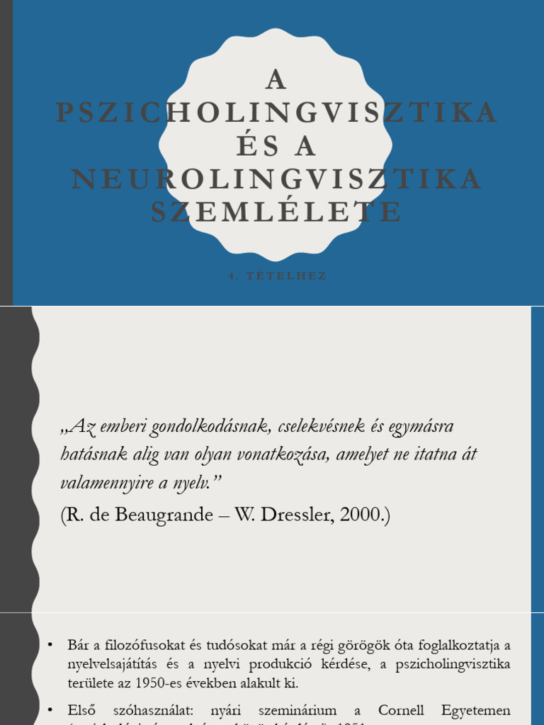 Pszicho Neurolingvisztika 4 | PDF