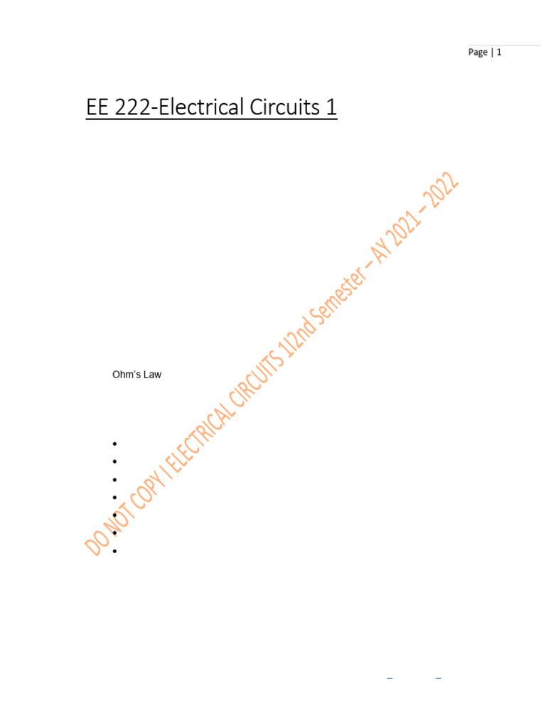 Lecture 101 I Circuits 1 Ay2021 2022 | PDF | Electrical Resistance And Conductance | Electric ...
