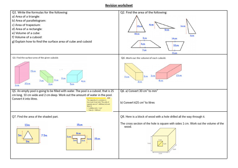 Revision Worksheet FA2 Term1-1 | PDF
