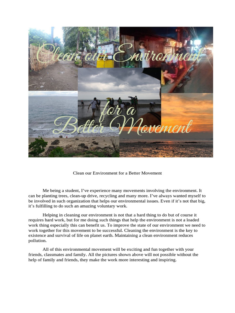 Clean Our Environment For A Better Movement | PDF