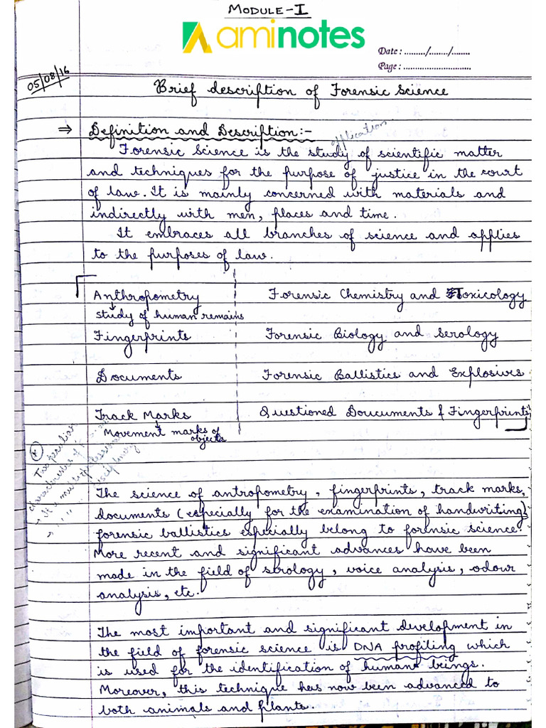 Introduction To Forensic Science.... Module-1... (Brief Description of ...
