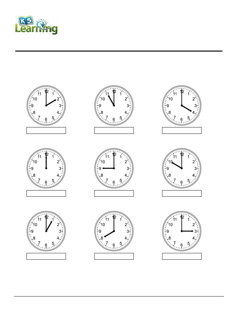 Grade 2 Telling Time Whole Hours e | PDF | Career & Growth