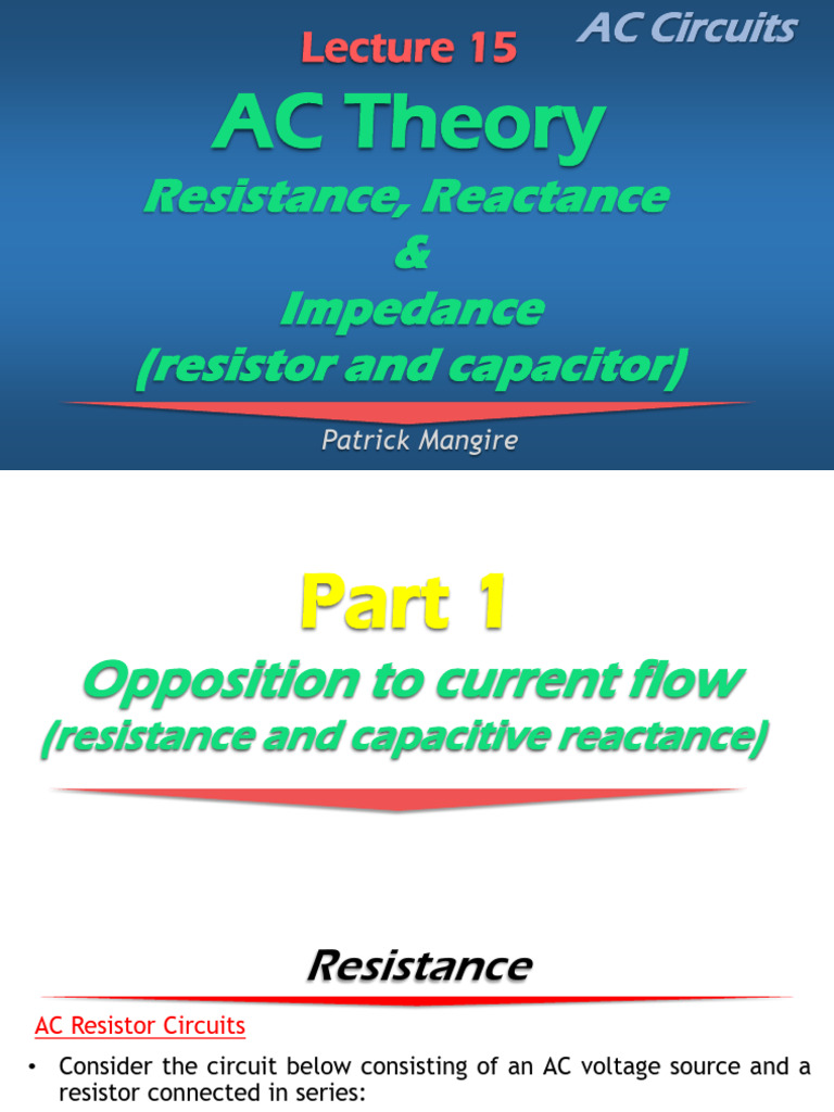 Lecture 15 Capacitive Reactance&Impedance Ac Theory | PDF | Capacitor ...