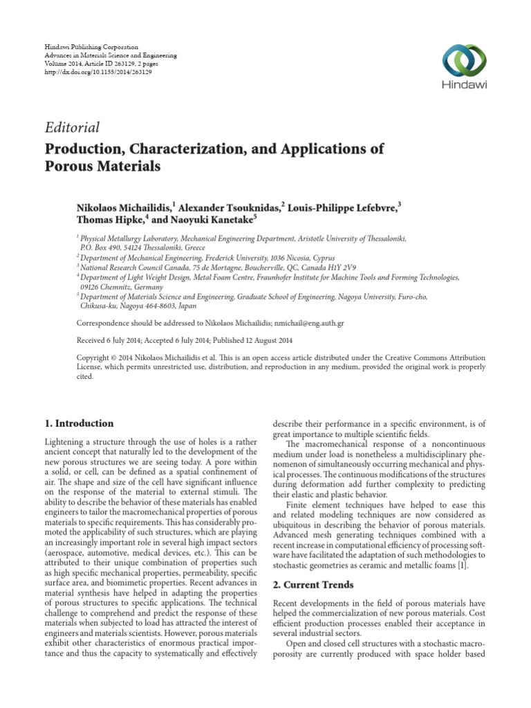 Production Characterization and Applications of Porous 49ppb1vf1l | PDF ...