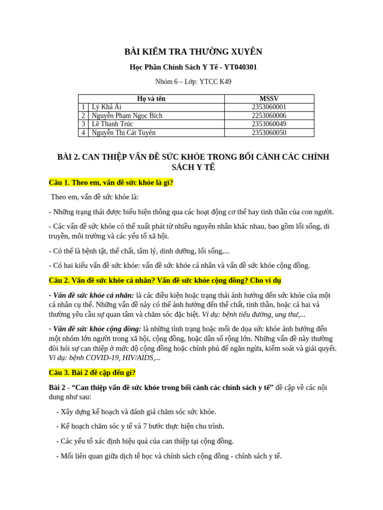 Nhóm 6 - YTCC K49 | PDF