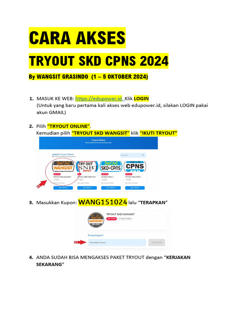 Akses Tryout SKD CPNS 2024 Edupower | PDF