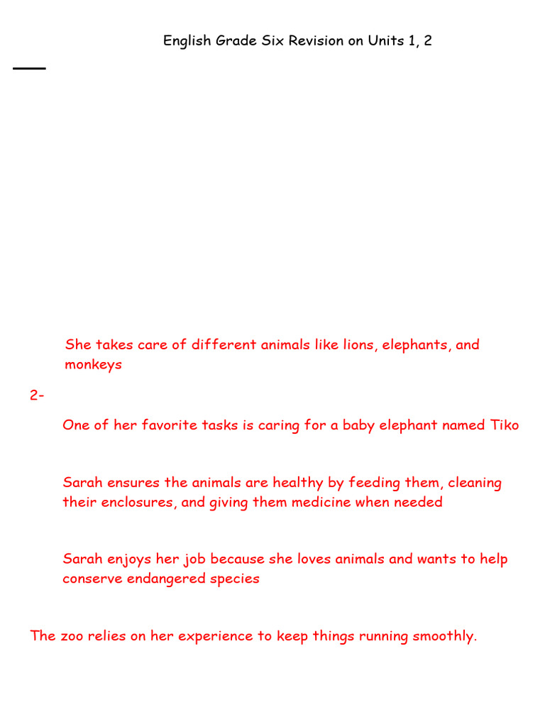 Grade Six Revison 1 Answers | PDF | Giant Panda | Zoo