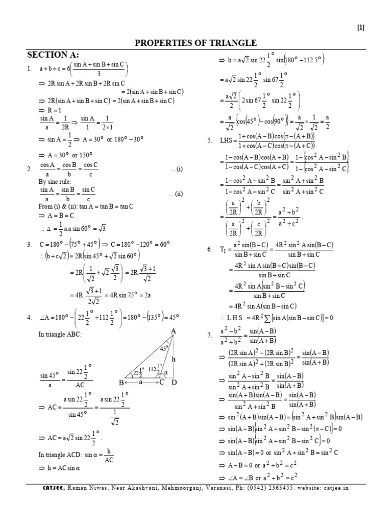 Properties of Triangle (Solution) | PDF