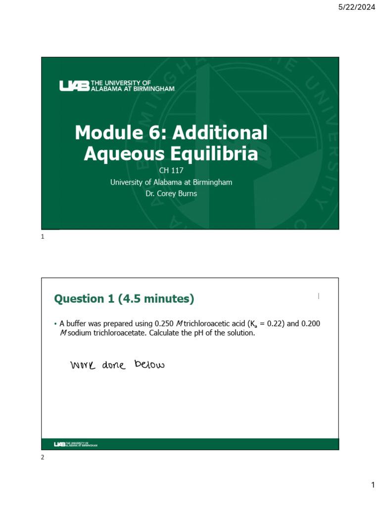 In Class Problems, Module 6 Lect 1 | PDF | Ph | Acid