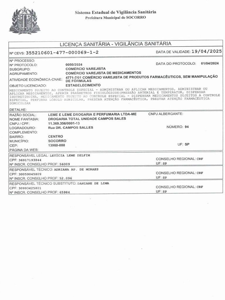 Licença Sanitária 2024 | PDF