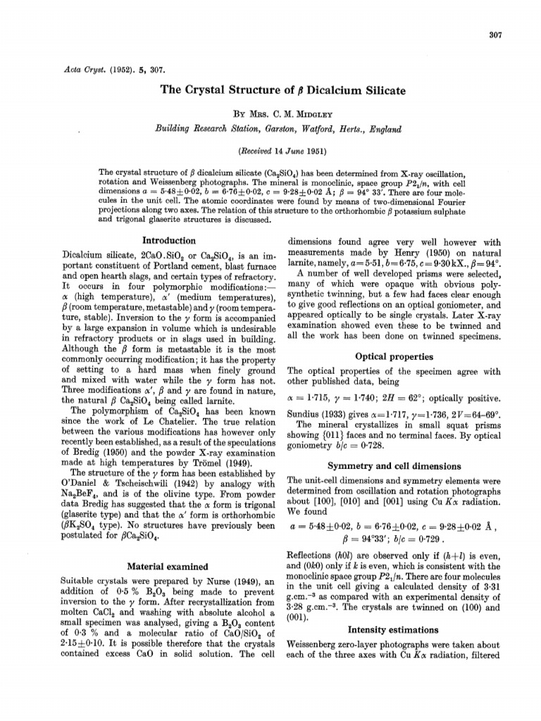 Midgley 1952 | PDF | Crystal Structure | Physical Sciences