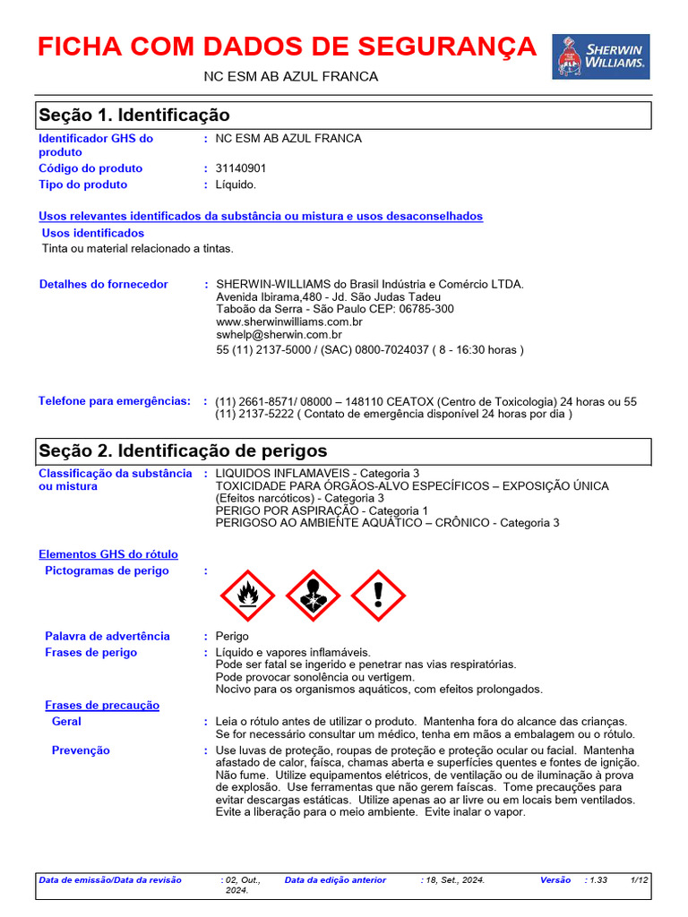 Fispq - Tinta Azul França Líquida - Sherwin Williams | PDF