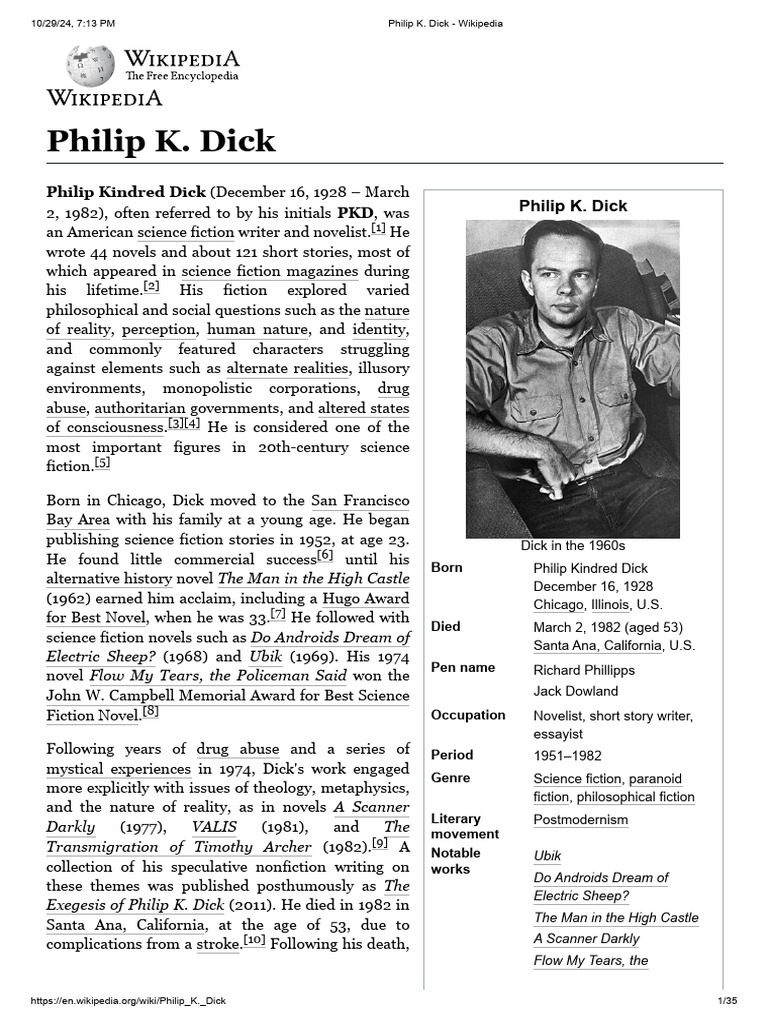 Philip K. Dick - Wikipedia | PDF | Philip K. Dick