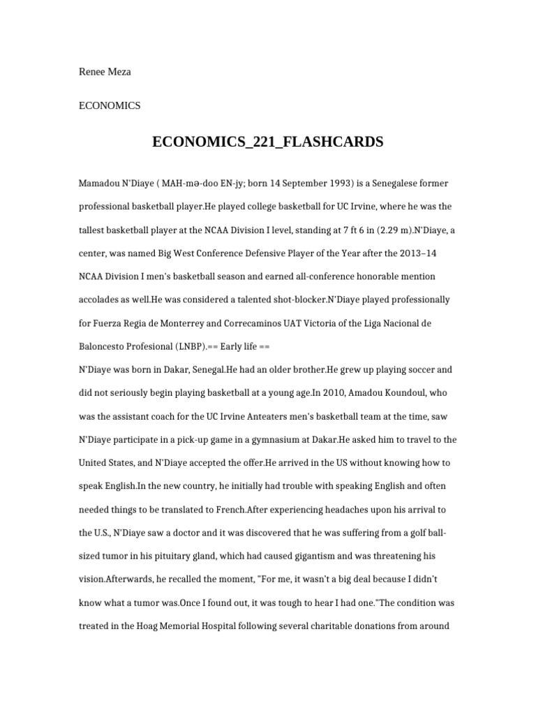 Economics 221 Flashcards | PDF | Sports