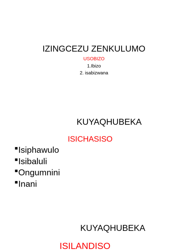 Izingcezu Zenkulumo: Isichasiso Nezinhlobo | PDF