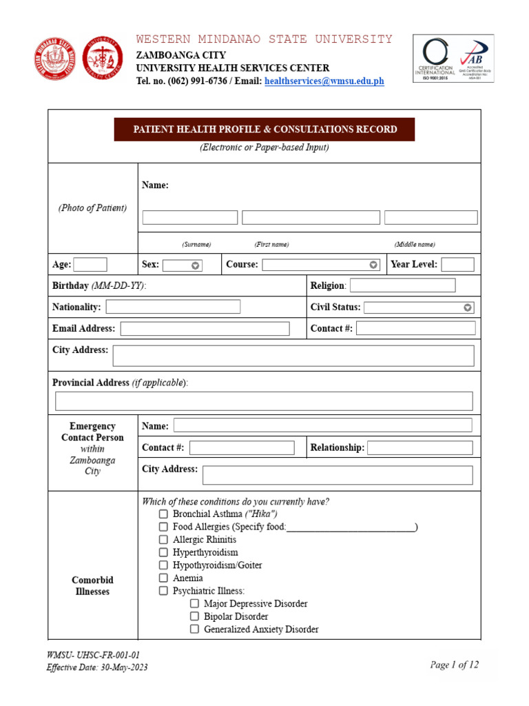 00 Template Uhs Patient Record | PDF | Hypertension | Chronic Condition