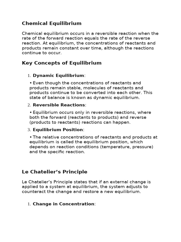 Chemical Equilibrium | PDF