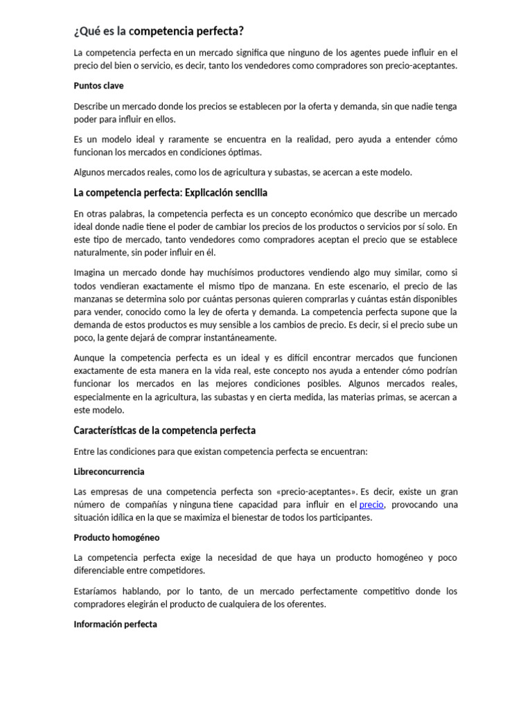 Entendiendo la Competencia Perfecta | PDF | Mercado (economía ...