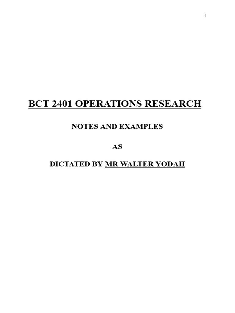 Operations Research Handwritten Notes | PDF