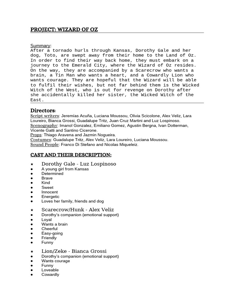 The Wizard of Oz - Screenplay (Final Version) | PDF | Tin Woodman ...