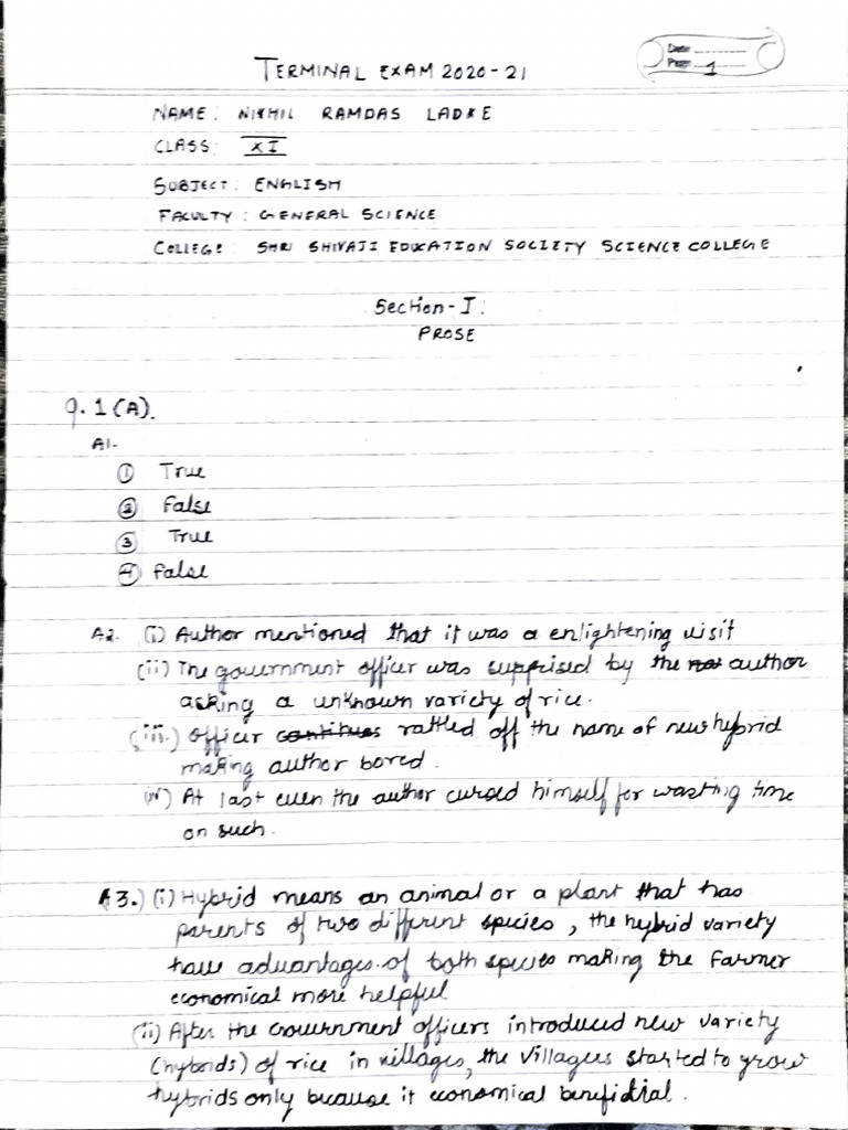 Exam Paper for English Students | PDF