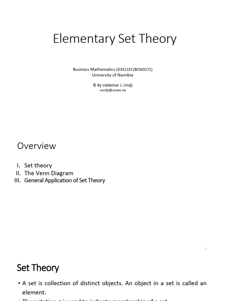 Introduction to Set Theory Concepts | PDF | Set (Mathematics) | Mathematical Objects