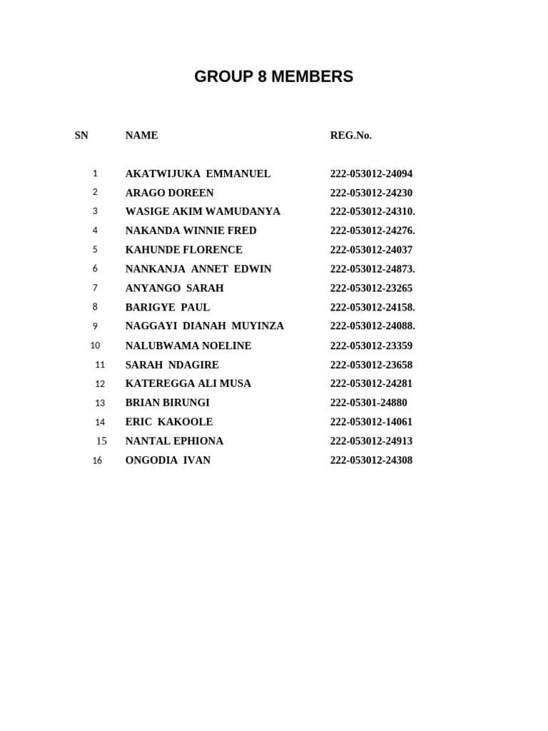 Group 8 Members | PDF