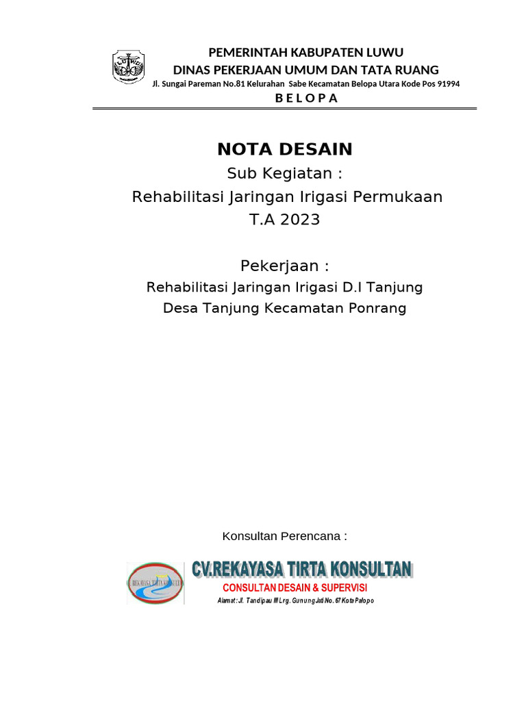 Nota Desain Salutallang | PDF
