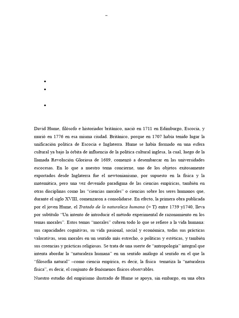 Clase 7 - Hume (I) | PDF | Empirismo | David Hume